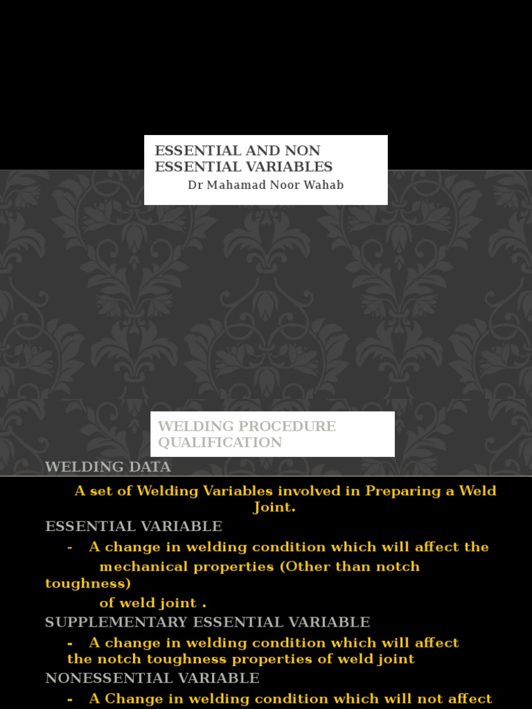 Essential and Non-Essential Welding Variables | PDF | Electric Heating ...