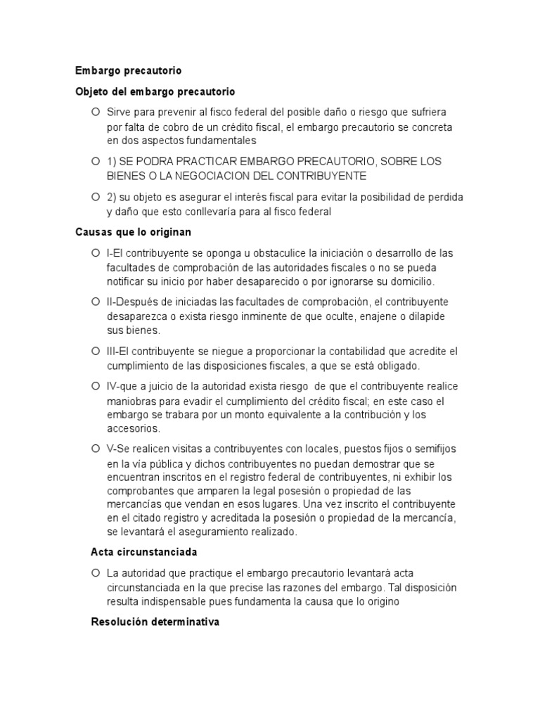 Embargo Precautorio | Subasta | Gobierno