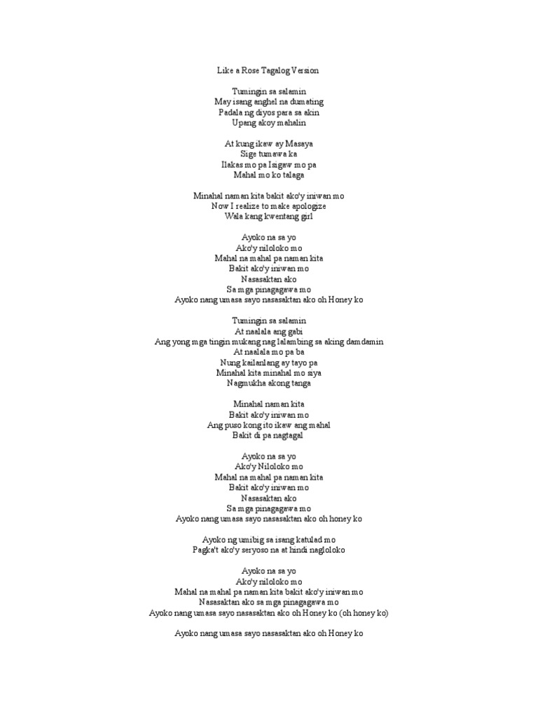 Like A Rose Tagalog Version | PDF