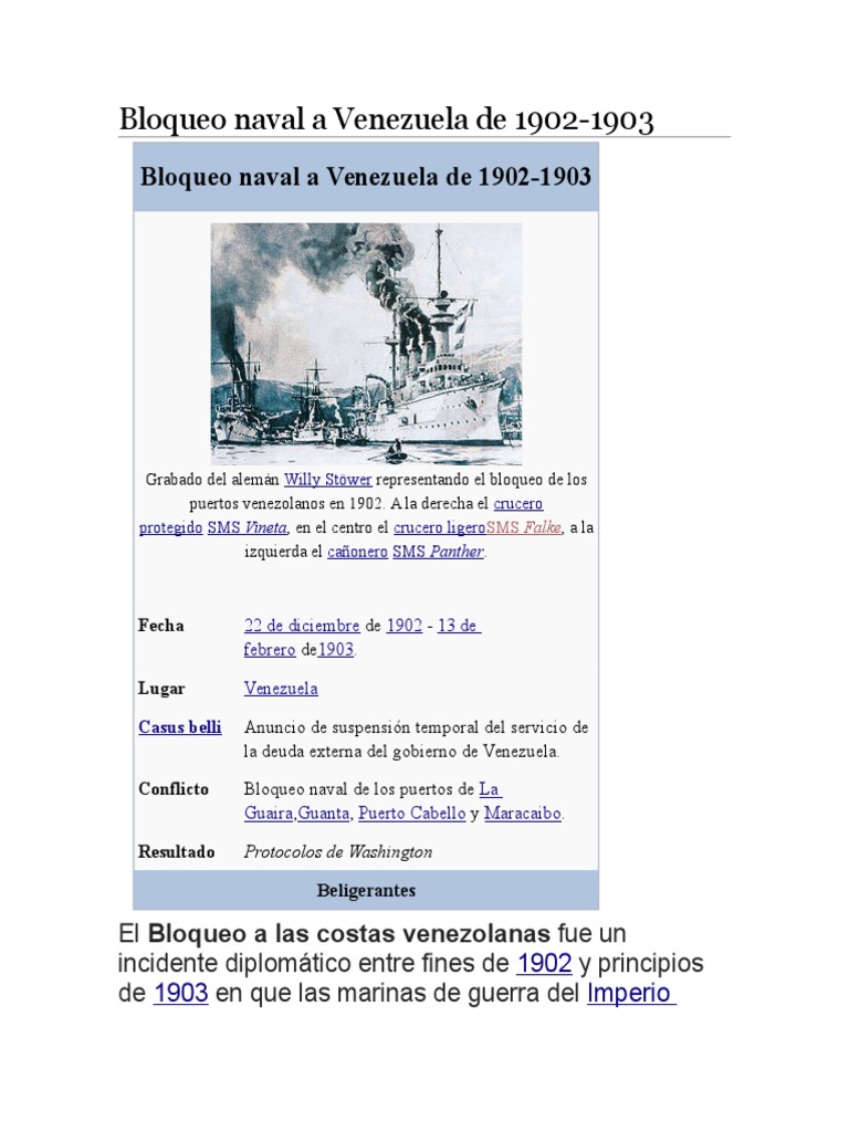 Bloqueo Naval A Venezuela de 1902 | PDF | Venezuela | Gobierno