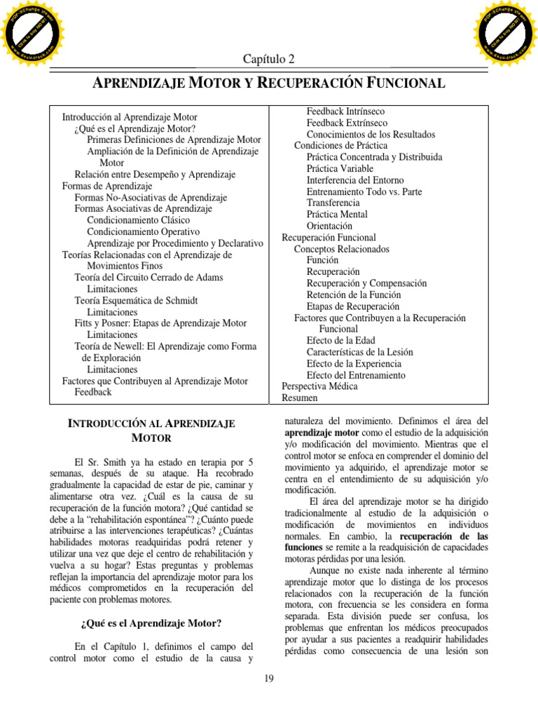 Capitulo 2 Control Motor - Shumway-Cook | PDF | Percepción | Movimiento (física)