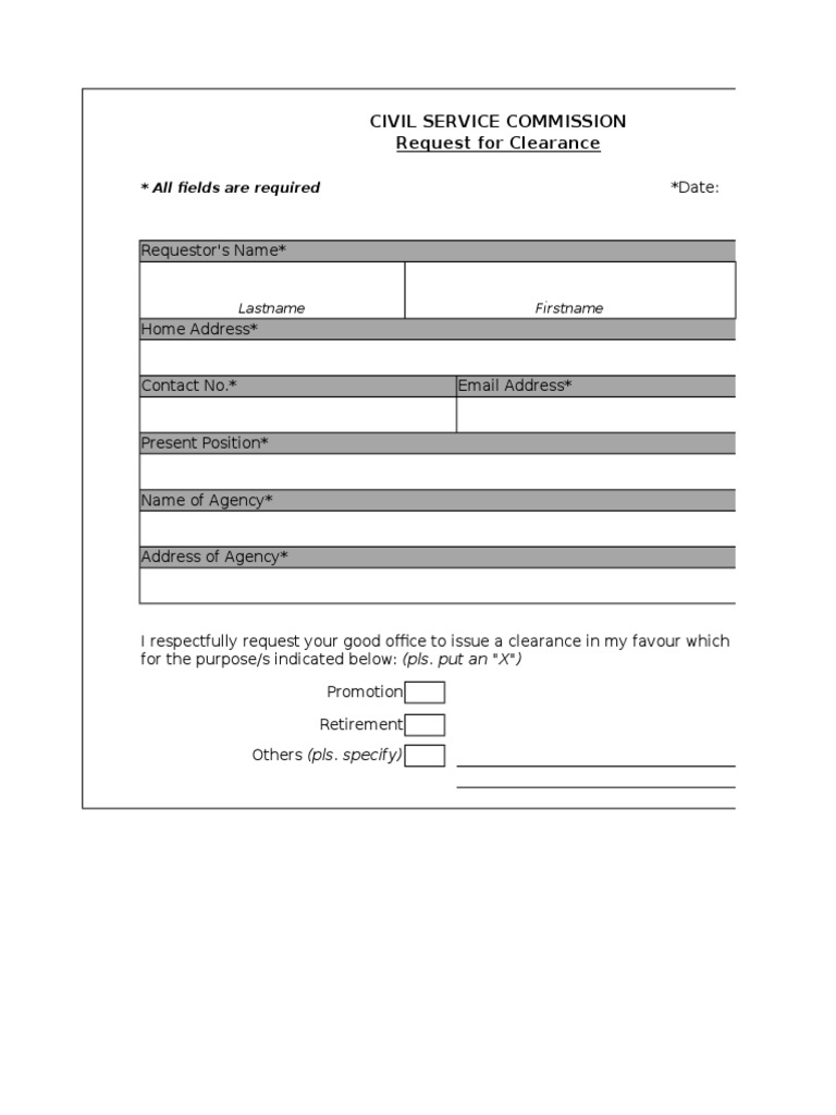 Civil Service Clearance Request Form | PDF