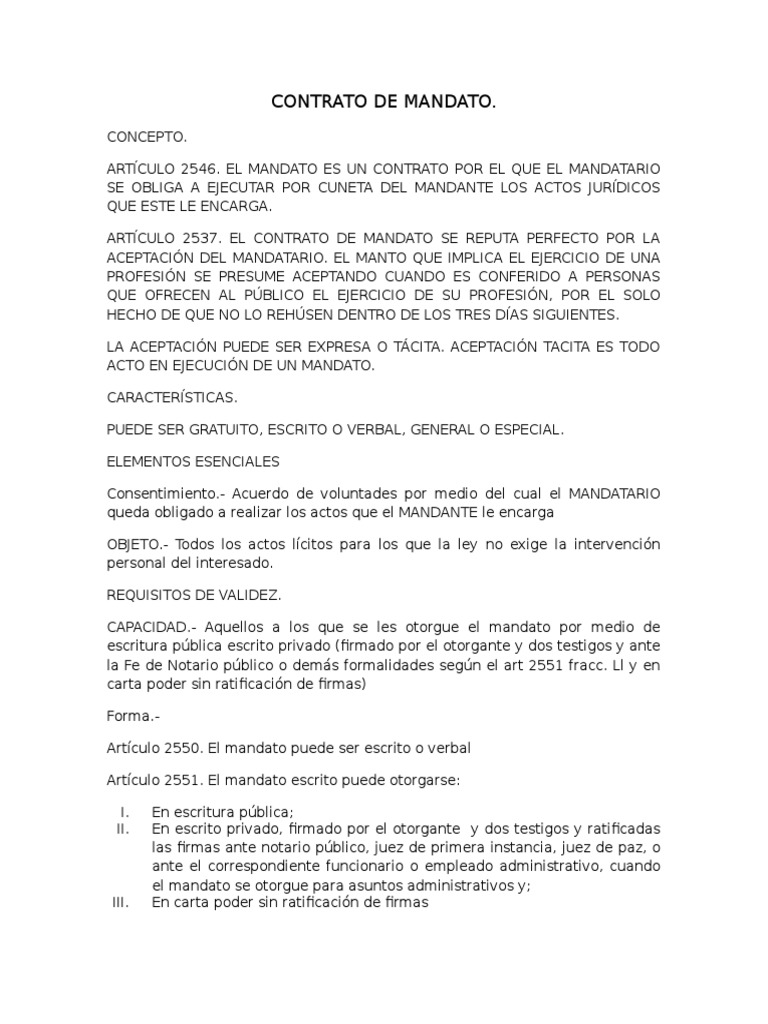 Contrato de Mandato | PDF | Gobierno | Justicia