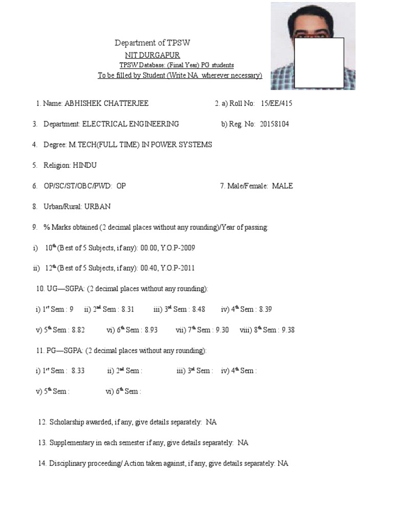 Microsoft Word - PG Form | PDF