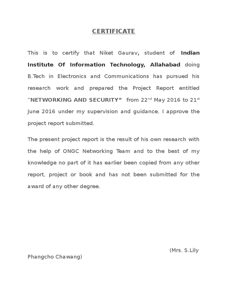 IT Project Certificate for Niket Gaurav | PDF