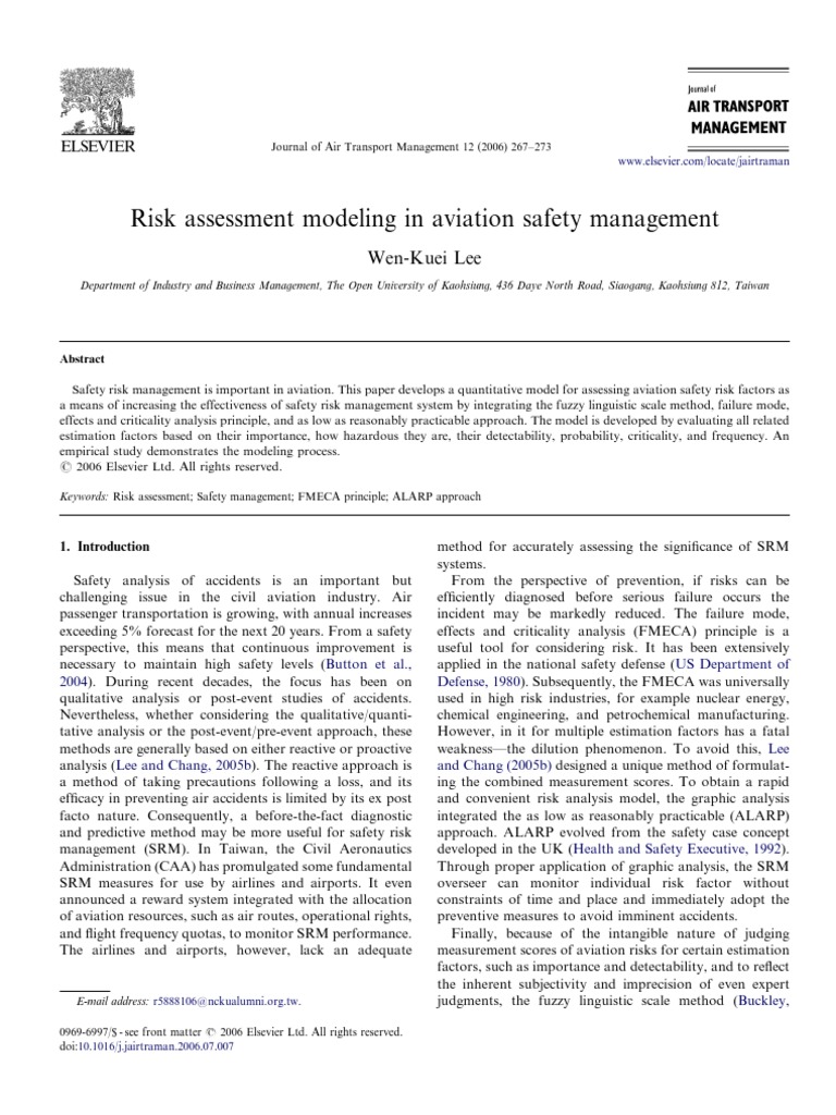 Risk Assessment Modeling in Aviation Safety Management | Download Free ...