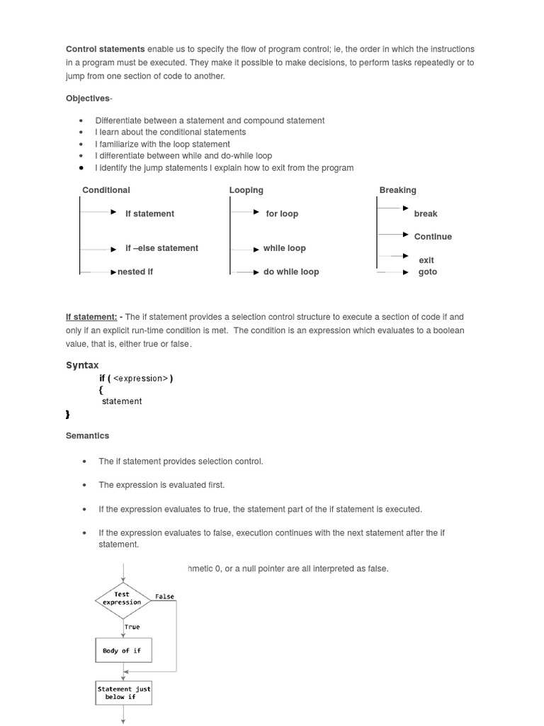 Control Statements | PDF | Control Flow | Software Development