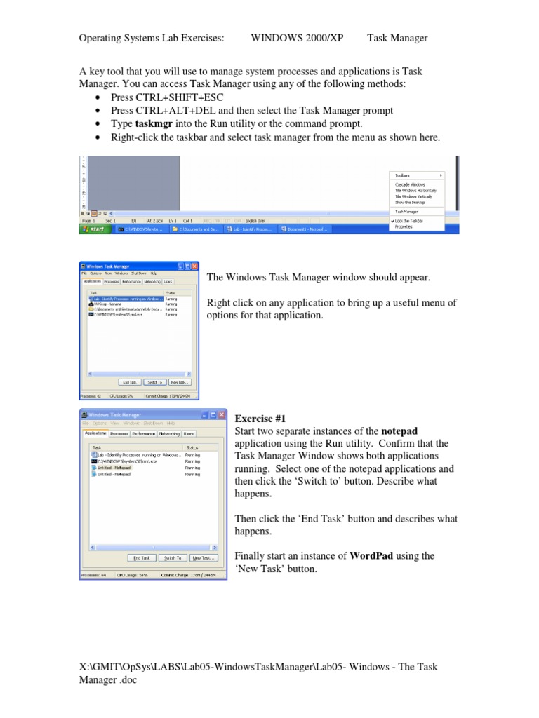 Lab03 Windows Task Manager | PDF | Ibm Pc Compatibles | Operating System