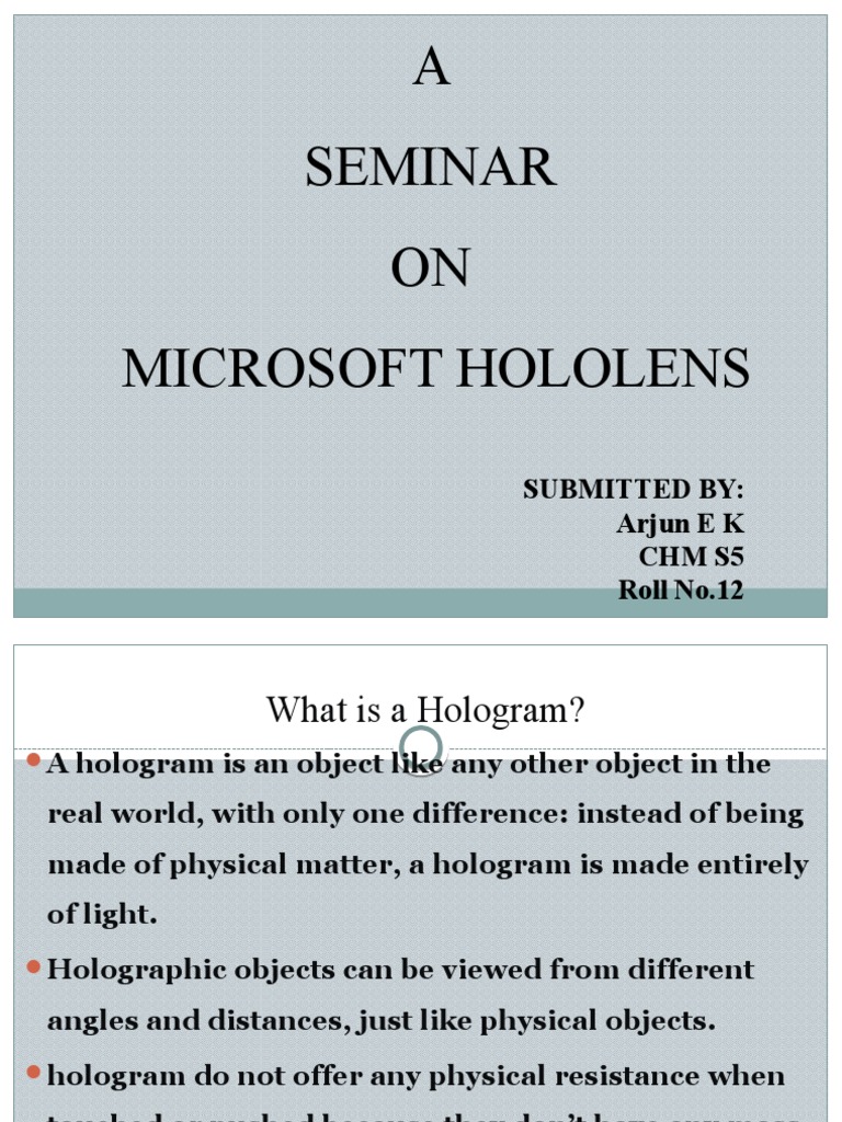Microsoft HoloLens Overview and Specs | PDF | Virtual Reality | Digital ...