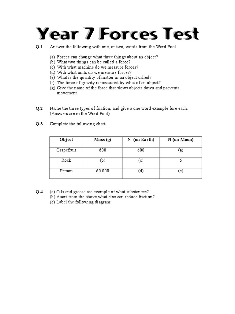 7 Forces Test | PDF | Magnet | Force