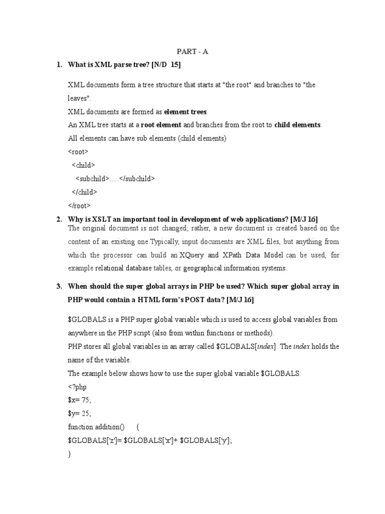 Unit Iv Part A | PDF | Xml | Xml Schema
