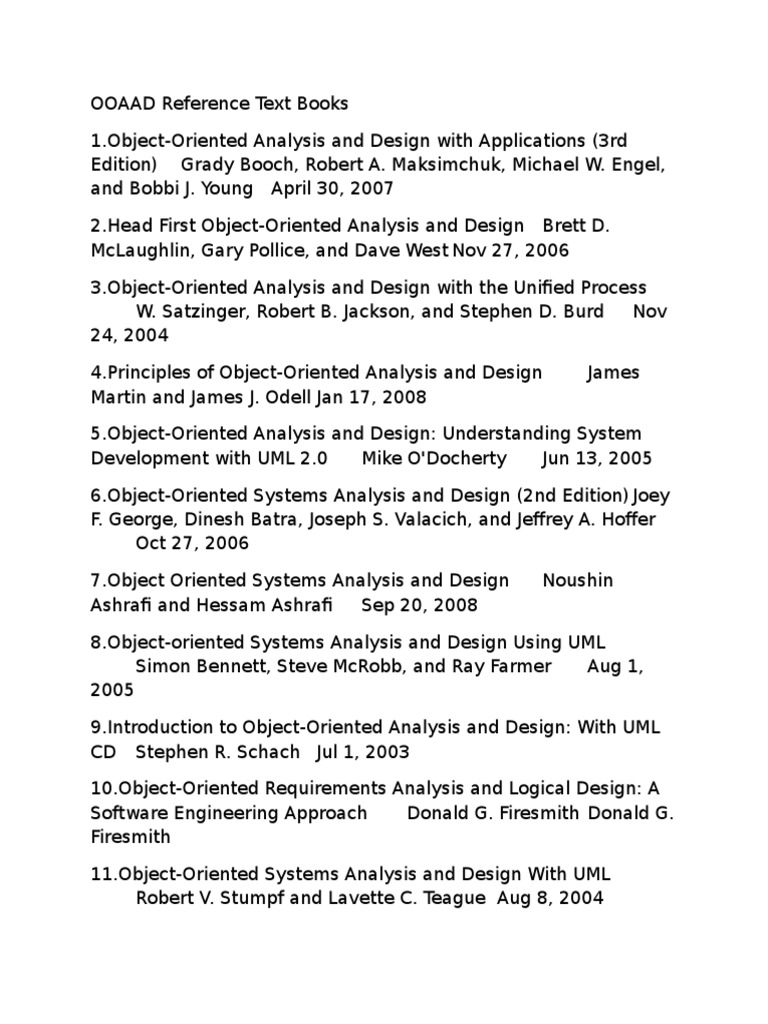 Ooad Lab Reference Books | PDF