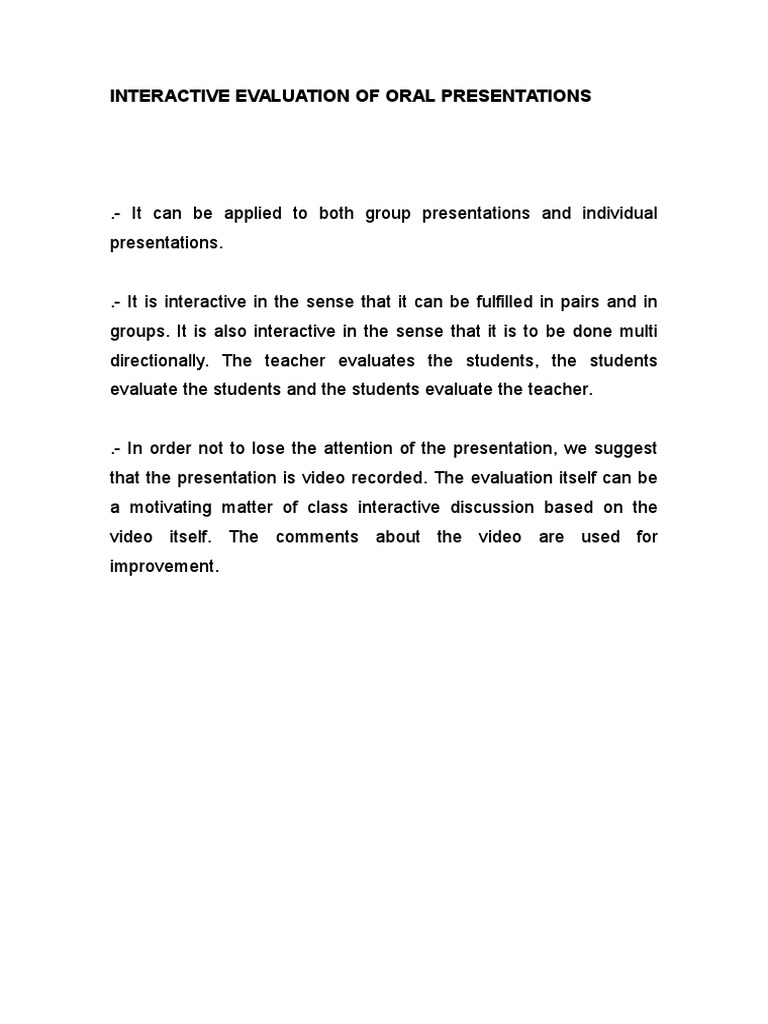 Interactive Assessment of Oral Presentation | PDF