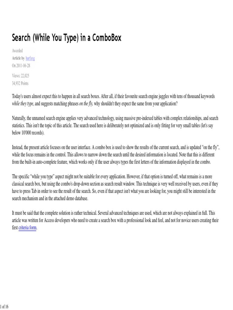 Search (While You Type) in A ComboBox | PDF | Database Index | String ...