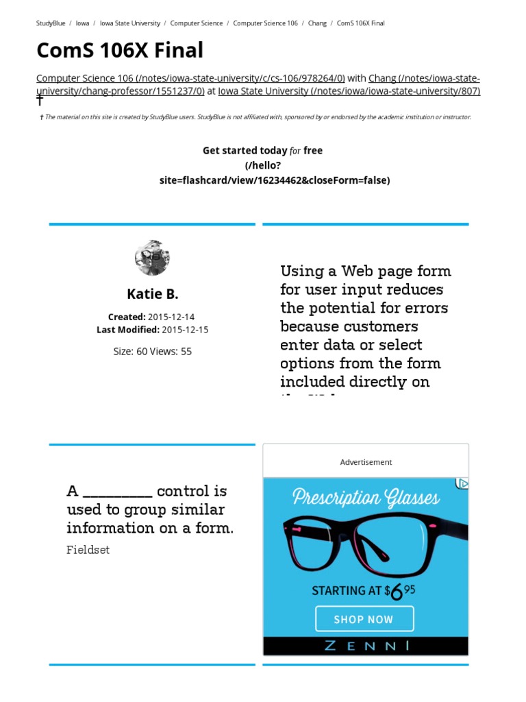 ComS 106X Final - Computer Science 106 With Chang at Iowa State ...