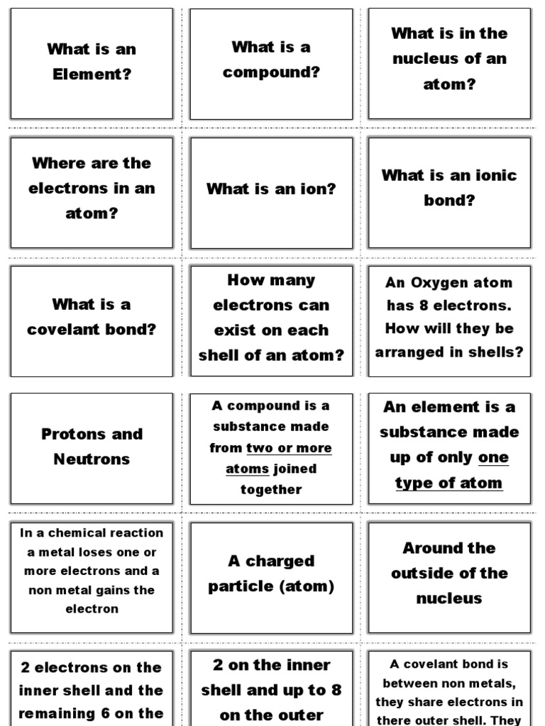 Chemistry Flash Cards 1 | PDF