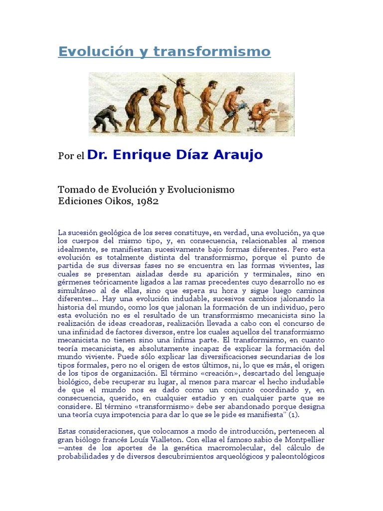 Evolución y Transformismo | PDF | Especies | Evolución