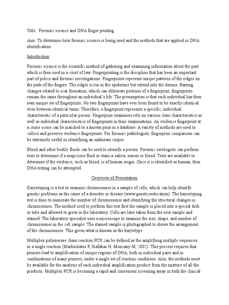Forensic Science & DNA Fingerprinting | PDF | Microsatellite ...