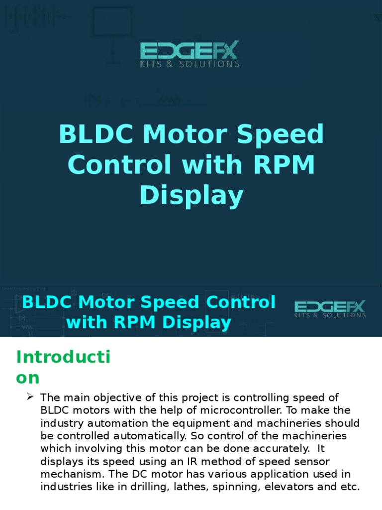 BLDC Motor Speed Control with RPM Display: A Microcontroller Based ...
