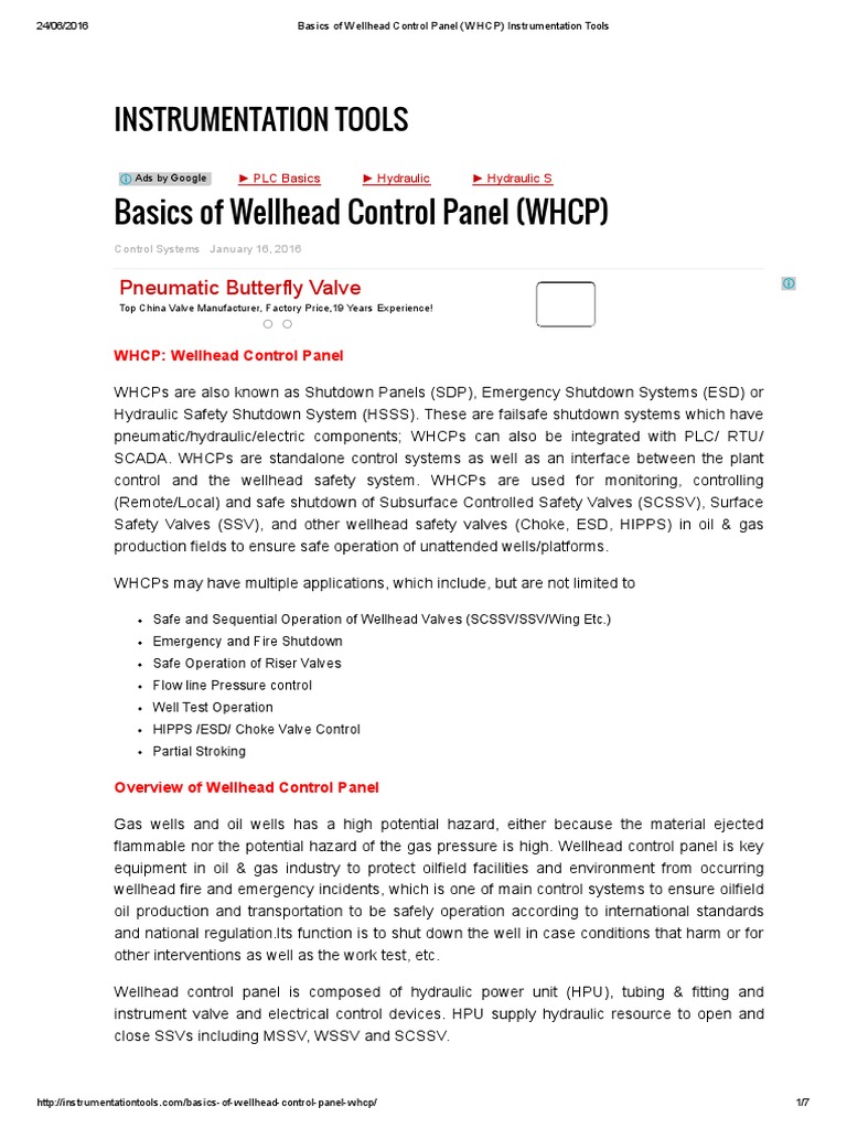 Overview of Wellhead Control Panels | PDF | Instrumentation | Valve