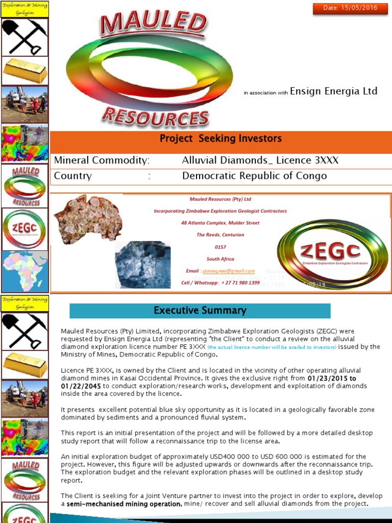 Alluvial Diamonds Project Requires Investors in DR Congo | PDF ...