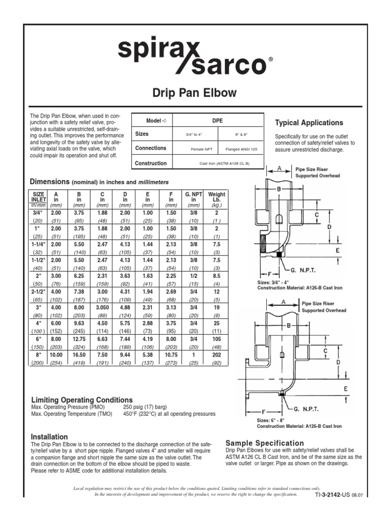 Drip Pan Elbow for Safety Valves | PDF
