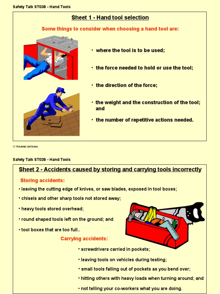 Safety Procedures and Hazards Associated with Common Hand Tools | PDF ...
