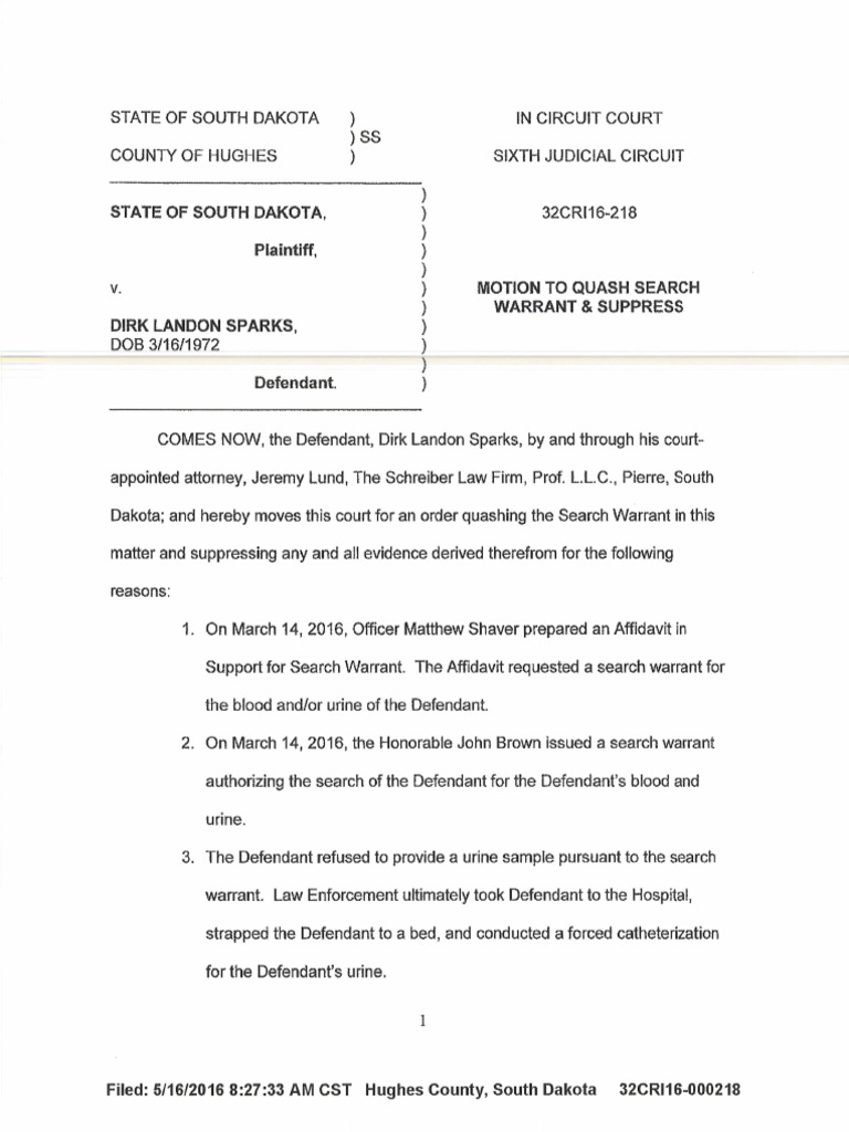 Motion To Quash Search Warrant and Suppress | PDF