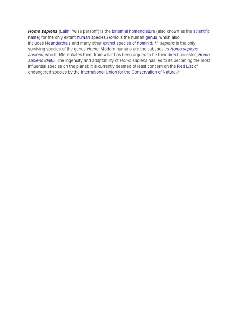 Homo Homo Sapiens Sapiens Homo Sapiens Idaltu | PDF | Homo | Human ...