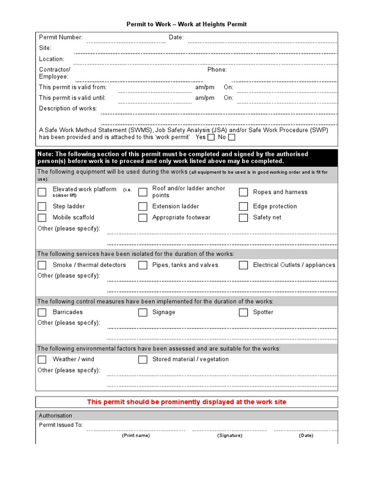 Person(s) Before Work Is To Proceed and Only Work Listed Above May Be ...