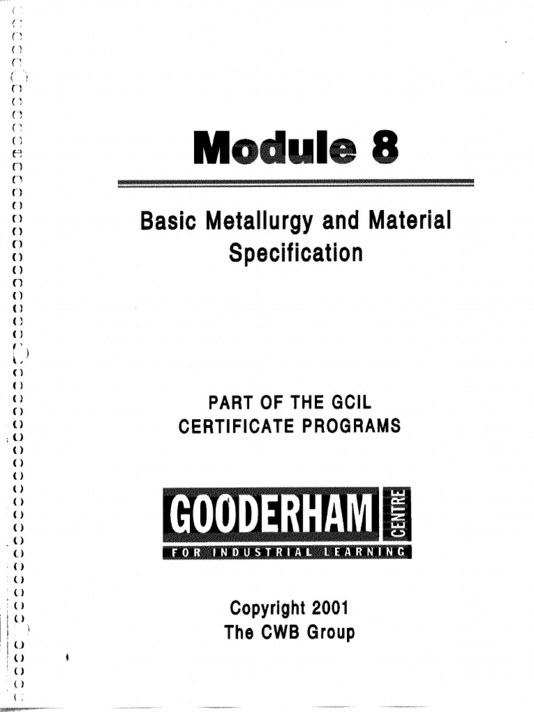 Module 8 Basic Metallurgy and Material Specification | PDF