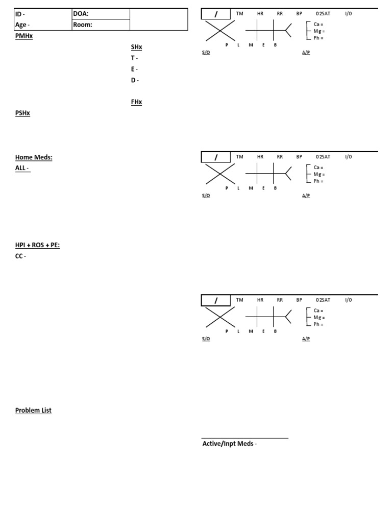 ICU Scut Sheet Template | PDF