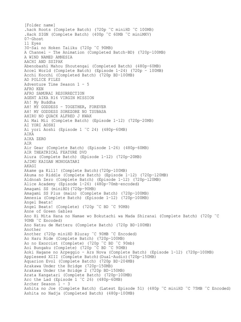 Anime List | PDF