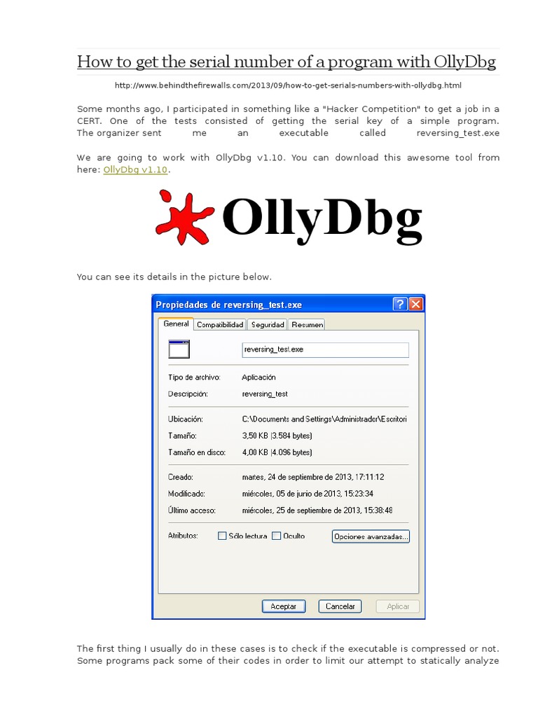 How To Get The Serial Number of A Program With OllyDbg | PDF | Computer File | String (Computer ...