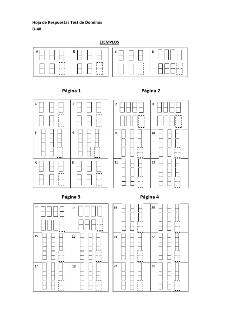 Resultados de una prueba de dominó con 48 piezas | PDF