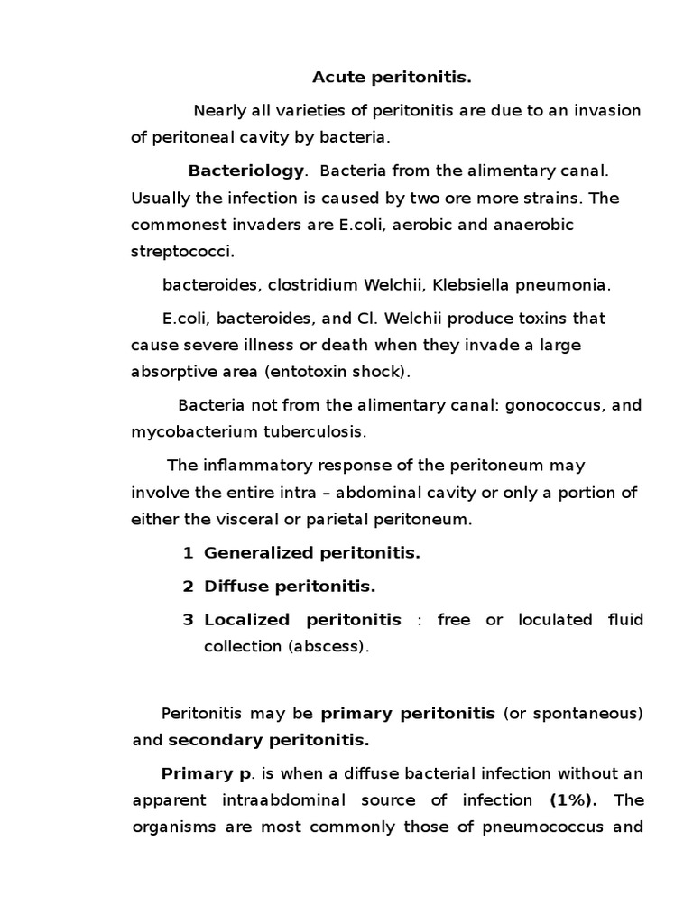 Peritonitis. Classifications. Open Abdomen and Staged Abdominal Repair ...