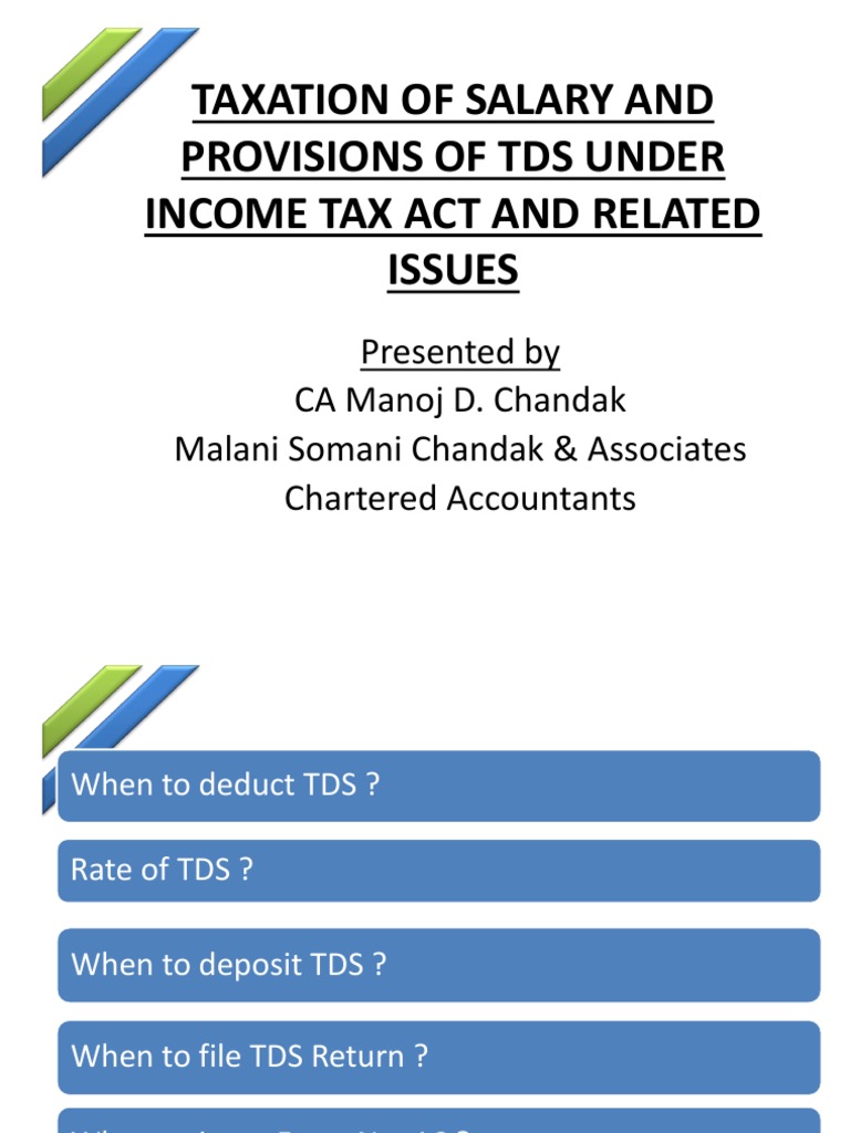 Ppt for Tds on Salary | Income Tax In India | Employee Benefits