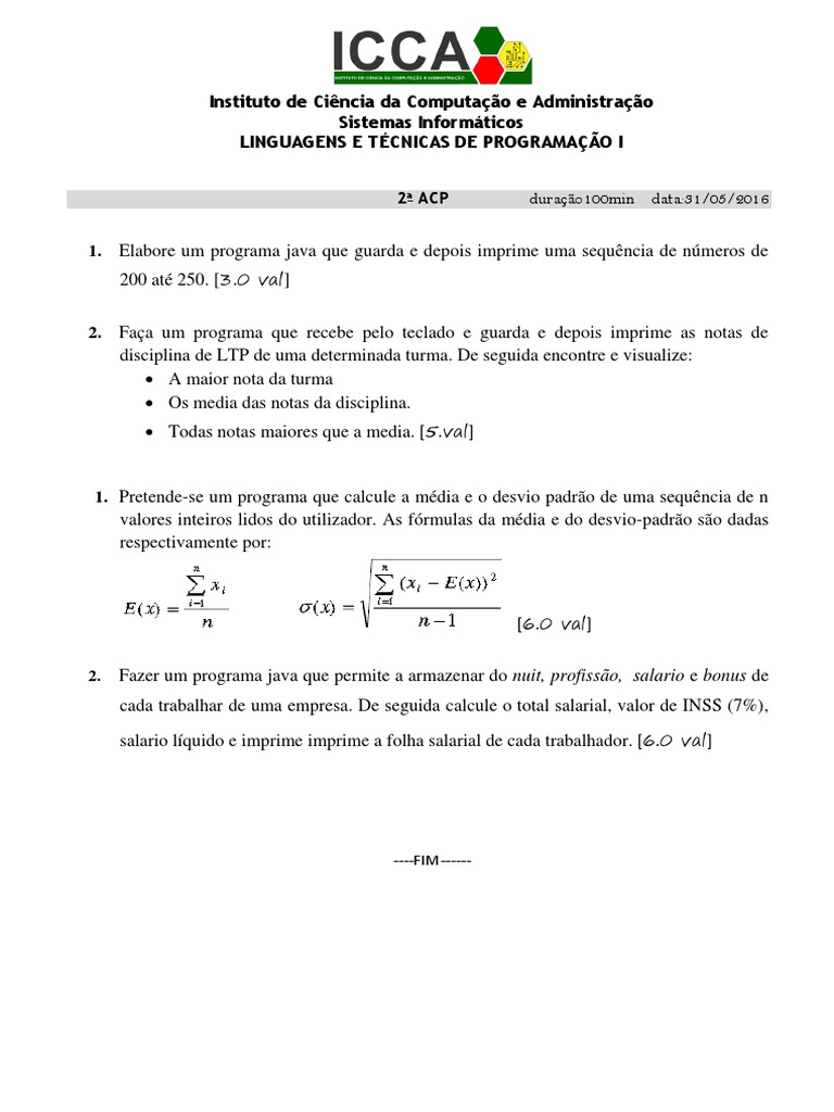 Teste de Programação Java | PDF | Java (linguagem de programação ...