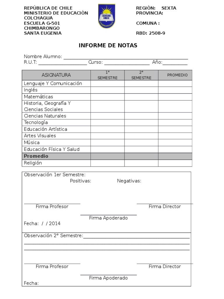 Informe de Notas 2016 Semestral | PDF | Modificación de comportamiento ...