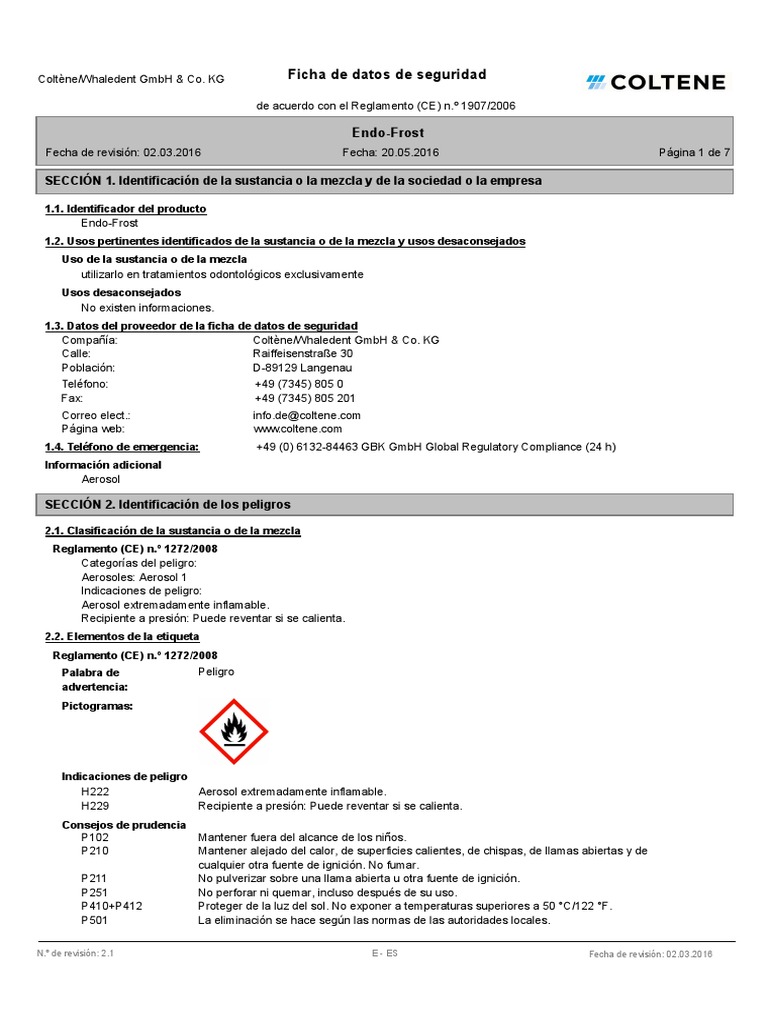 Endo-Frost 2,1 E-Es | PDF | Compuesto orgánico volátil | Dióxido de carbono
