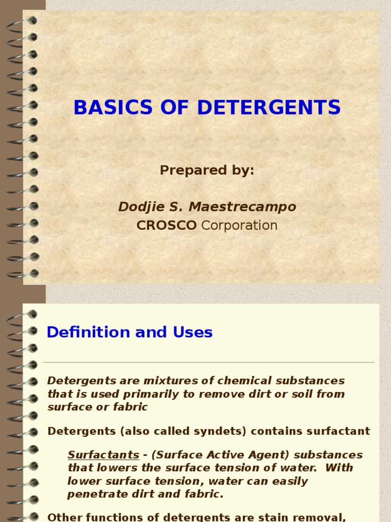 Basics of Detergents: Prepared by | PDF | Science & Mathematics