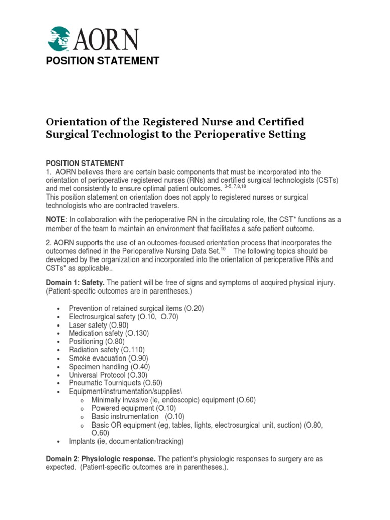Perioperative RN and CST Orientation Guide | PDF | Nursing | Surgery