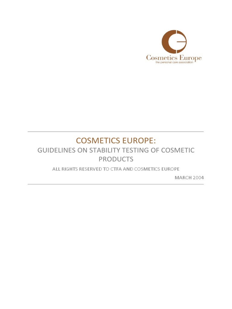 Guidelines On Stability Testing of Cosmetics CE-CTFA - 2004 | PDF ...
