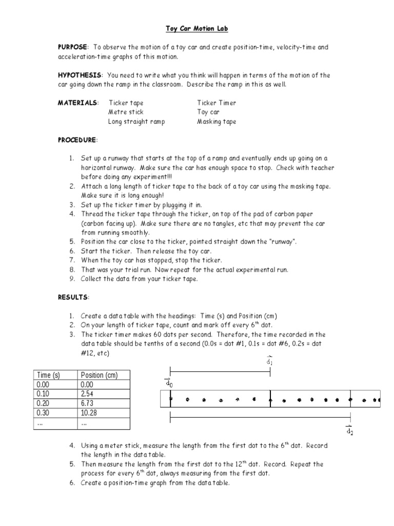 Toy Car Motion Lab | PDF | Velocity | Acceleration