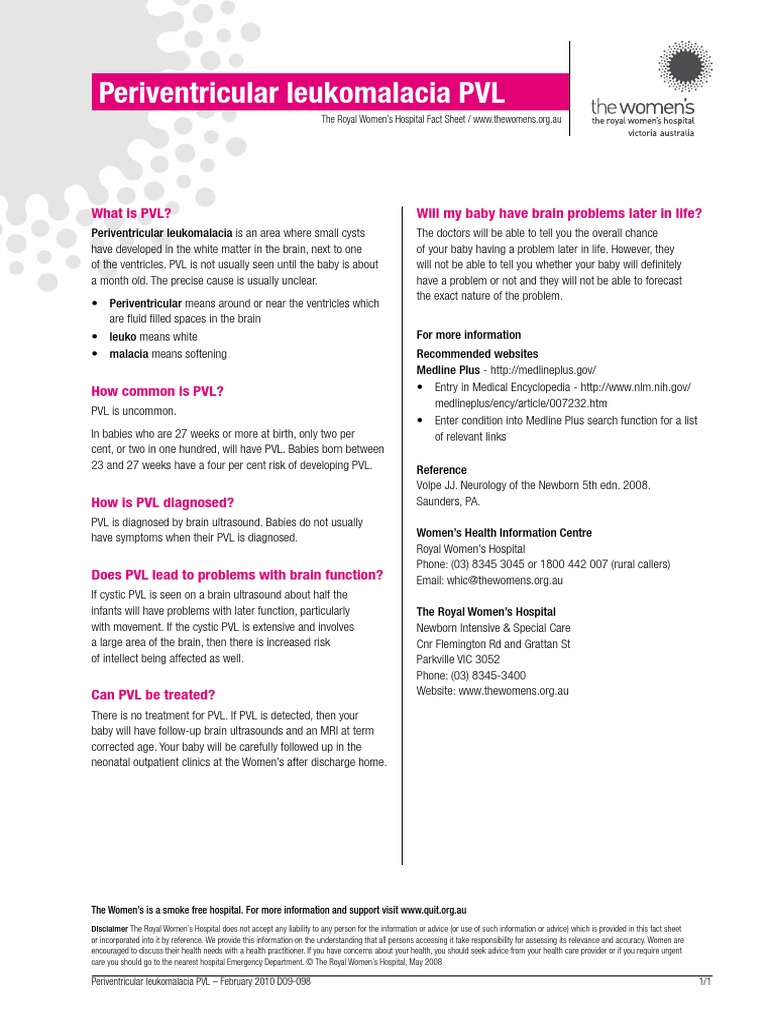 Periventricular Leukomalacia PVL | PDF | Diseases And Disorders ...