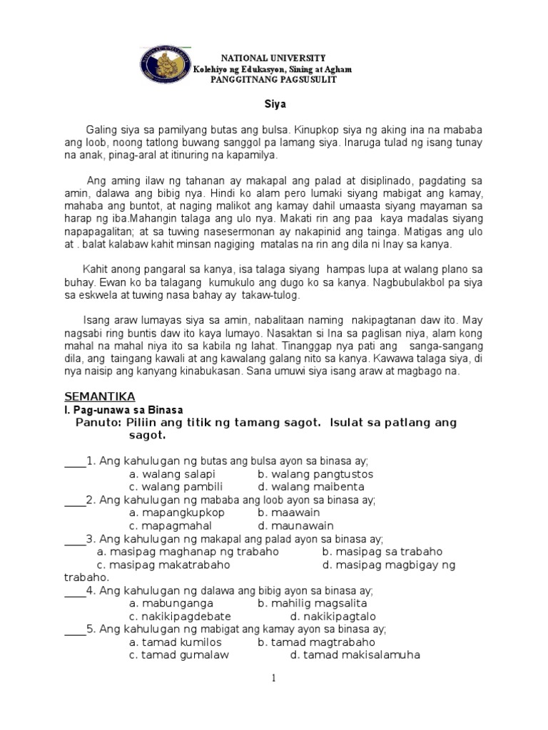 Midterm Exam Filipino-1 | PDF