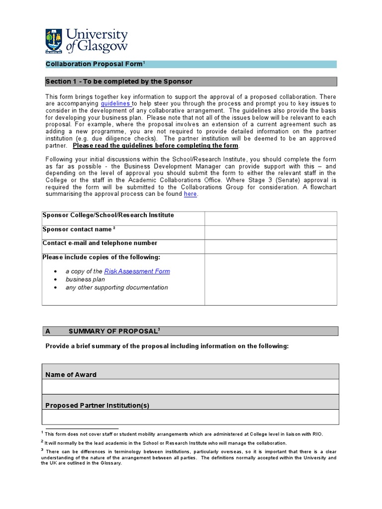 Collaboration Proposal Form Template | PDF | Due Diligence | Risk