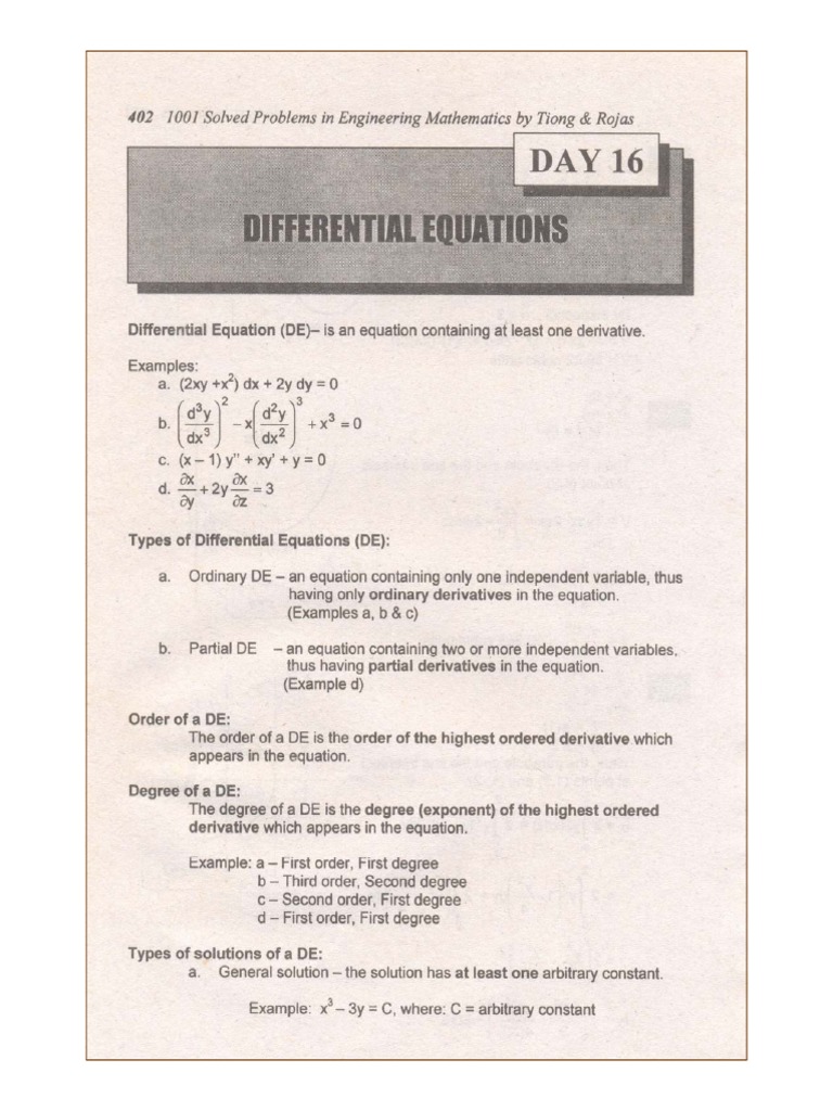 1001 Solved Problems in Engineering Mathematics [Day 16 Differential ...