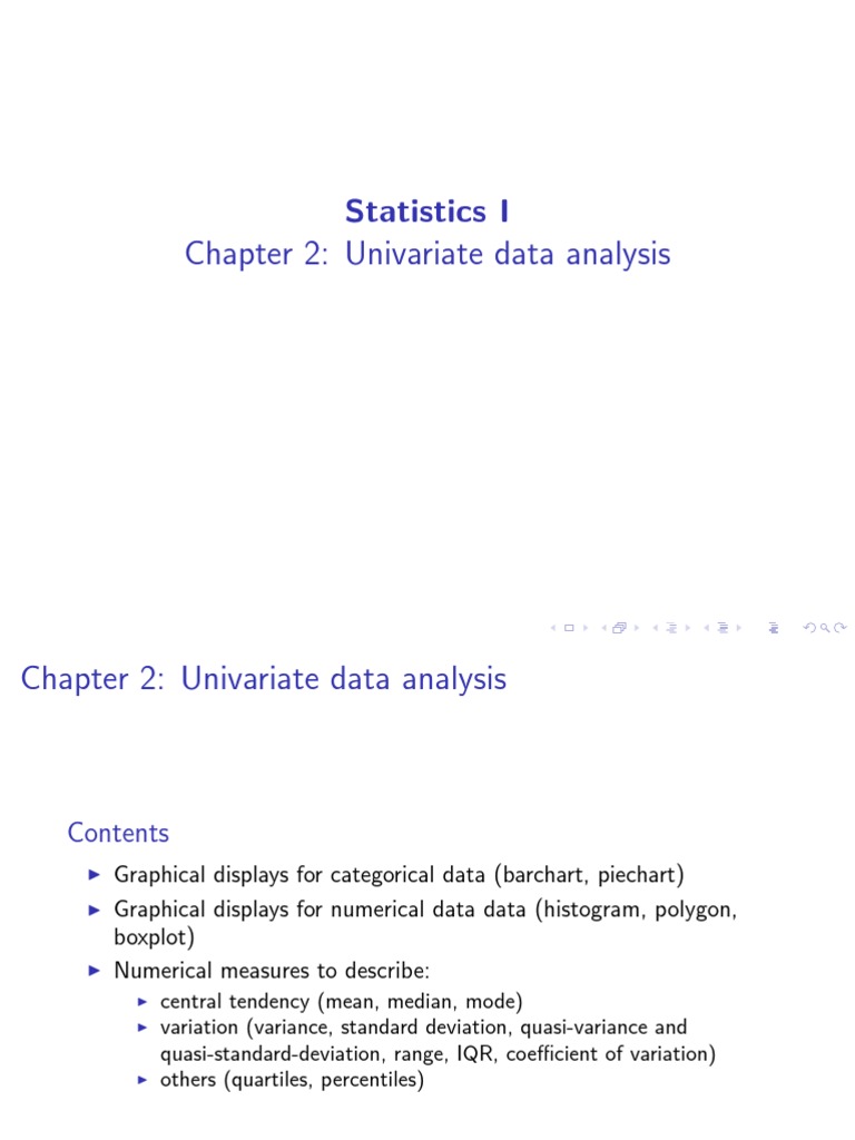 Statistics I Chapter 2: Univariate Data Analysis | PDF | Statistical ...