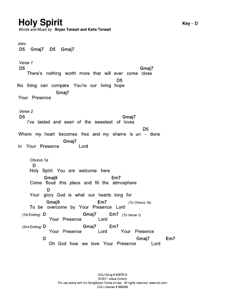 Holy Spirit - Key of D